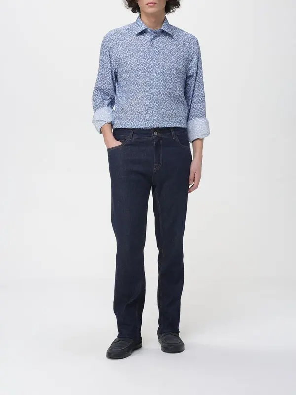 Etro Cotton Shirt With Paisley Print - Blue