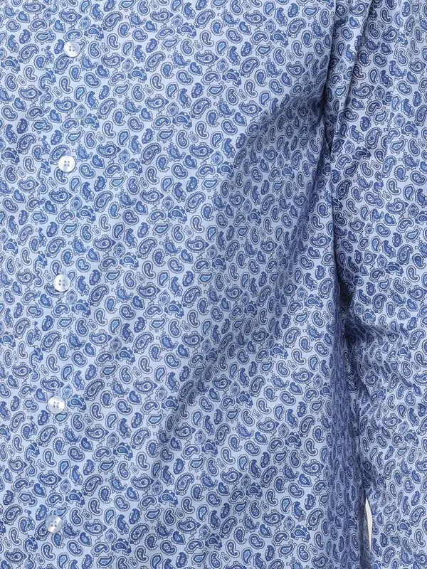 Etro Cotton Shirt With Paisley Print - Blue
