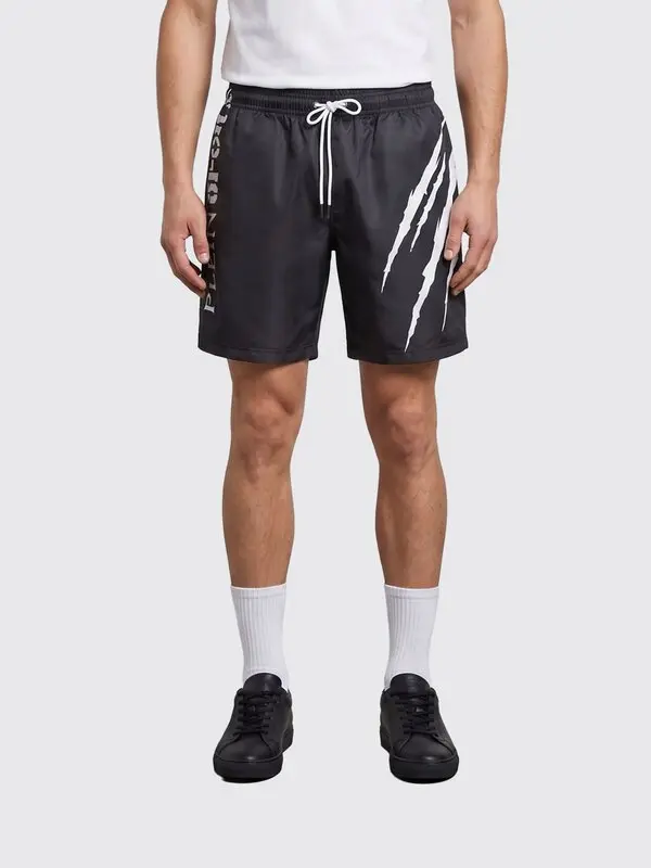 PLEIN SPORT Graphic Print Technical Fabric Jogging Shorts - Black