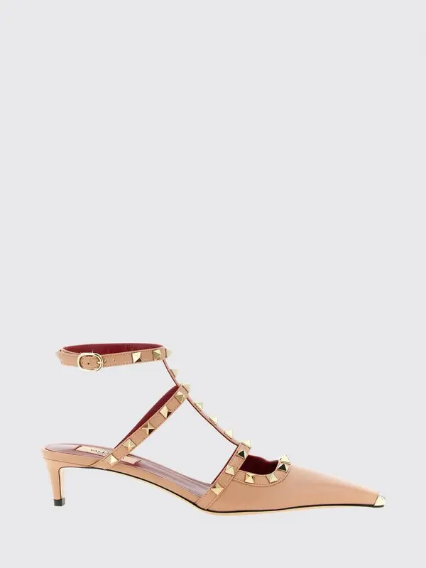 Valentino Garavani Rockstud Leather Pumps With Studs And A Low Heel - Pink