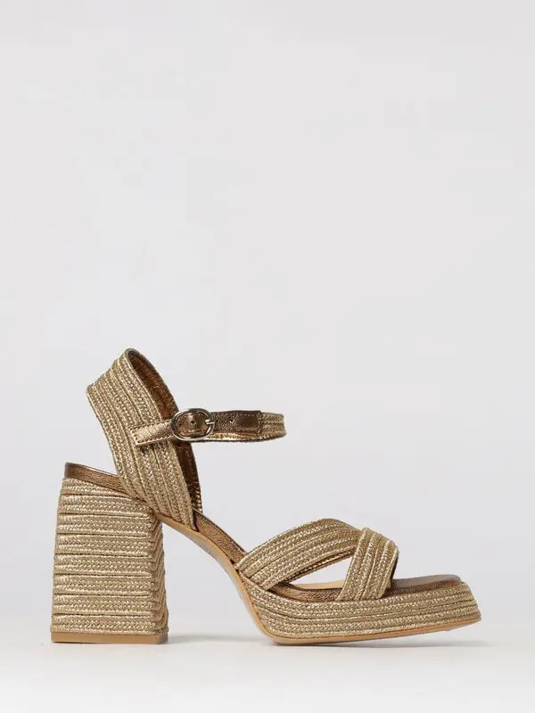 CastaÑer Valle Braided Raffia And Leather Heeled Sandals - Gold