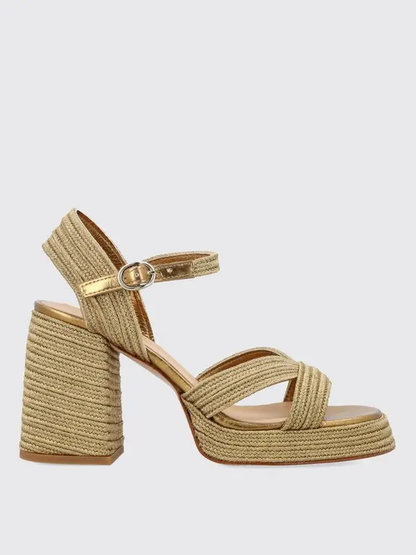 CastaÑer Valle Braided Raffia And Leather Heeled Sandals - Gold