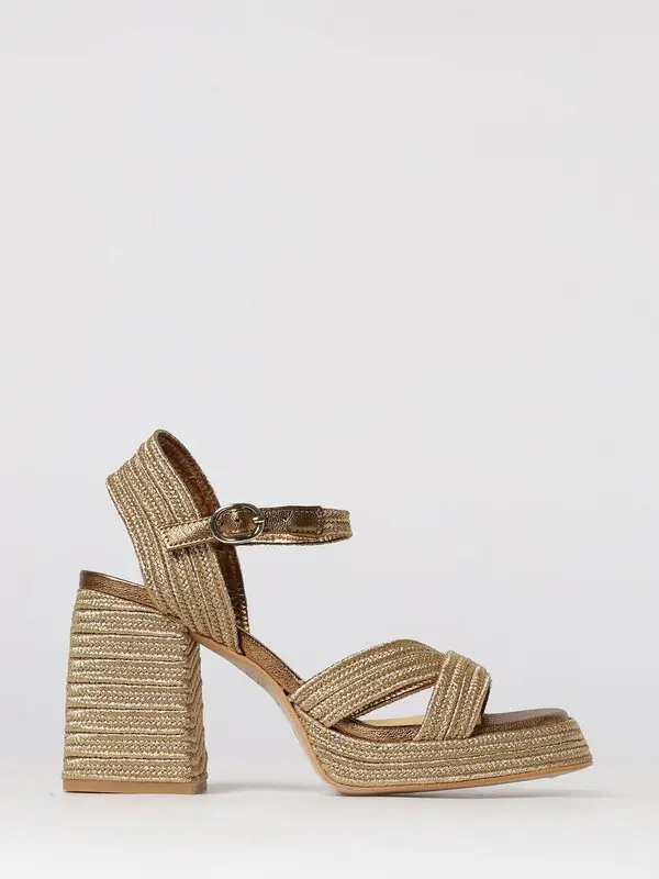 CastaÑer Valle Braided Raffia And Leather Heeled Sandals - Gold