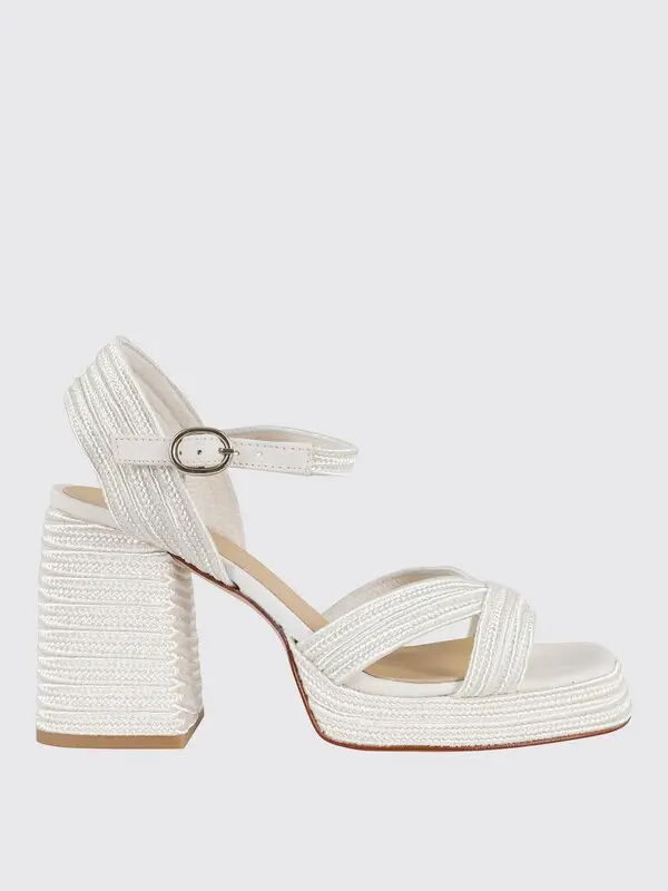 CastaÑer Valle Braided Raffia And Leather Heeled Sandals - White