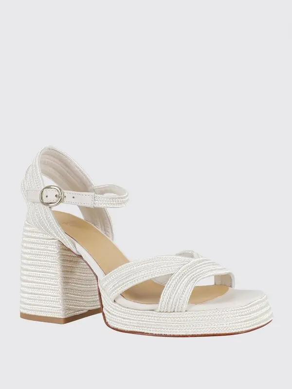 CastaÑer Valle Braided Raffia And Leather Heeled Sandals - White