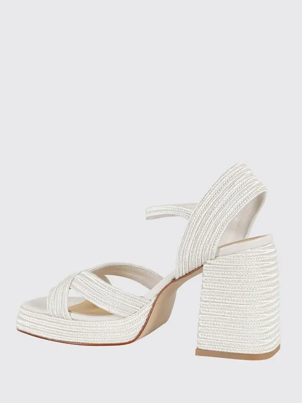 CastaÑer Valle Braided Raffia And Leather Heeled Sandals - White