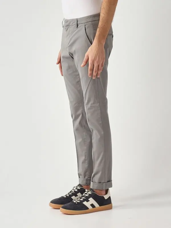 DONDUP Slim Fit Trousers In Stretch Cotton - Grey