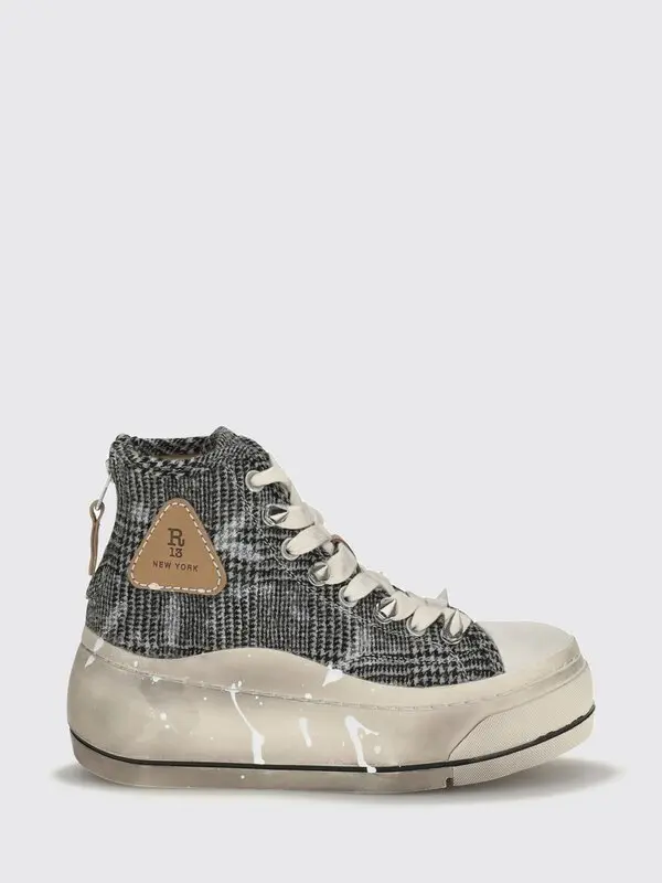 R13 Kurt Bi Canvas High-top Platform Sneakers With Back Zip - Black 1