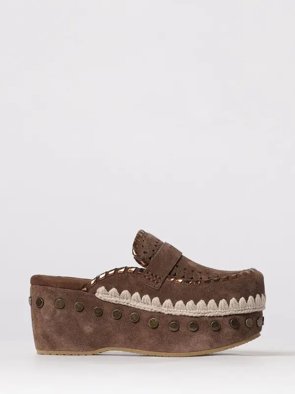 Mou Overstitching Suede Clogs