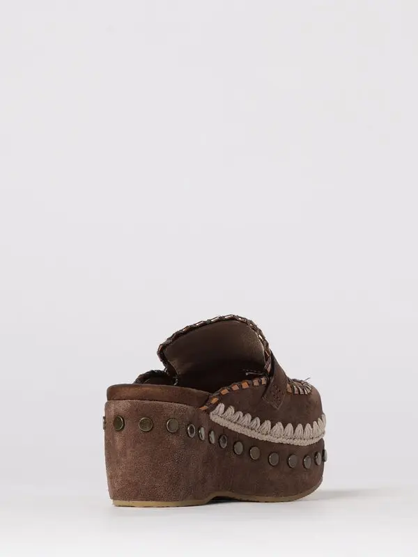 Mou Overstitching Suede Clogs