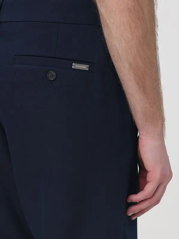 FERRAGAMO Cotton And Cashmere Tailored Trousers - Navy