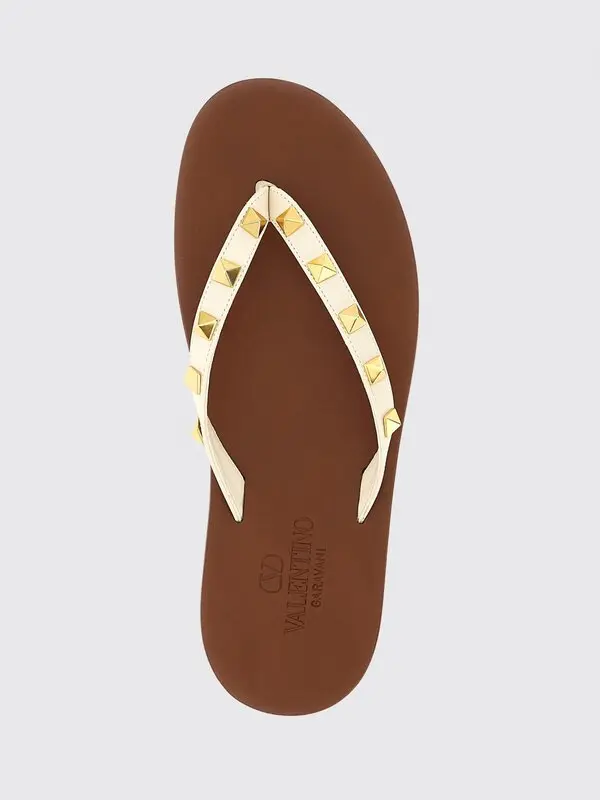 Valentino Garavani Rockstud Flat Thong Sandals In Leather With Studs