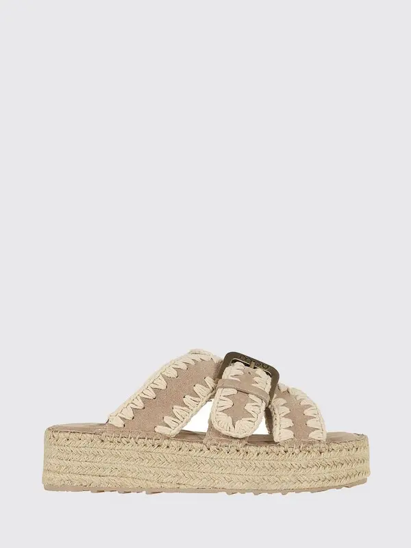Mou Suede Sandals With Abstract Embroidery And Buckled Straps - Pink