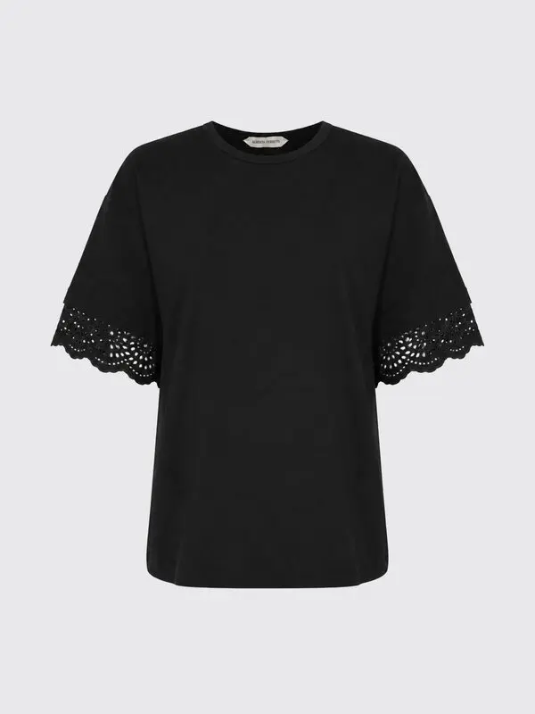 Alberta Ferretti Short-sleeved T-shirt With Embroidered Logo - Black