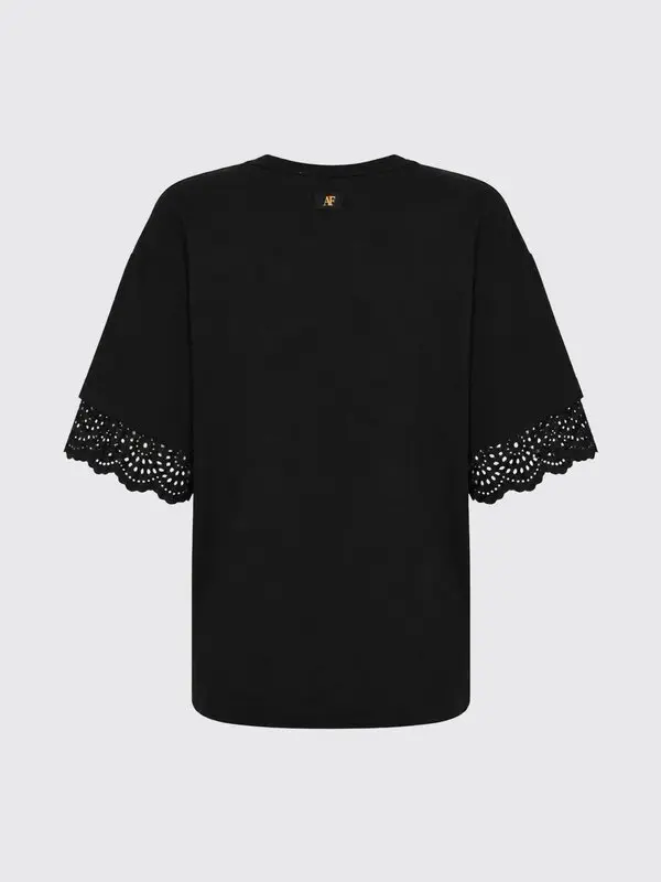 Alberta Ferretti Short-sleeved T-shirt With Embroidered Logo - Black