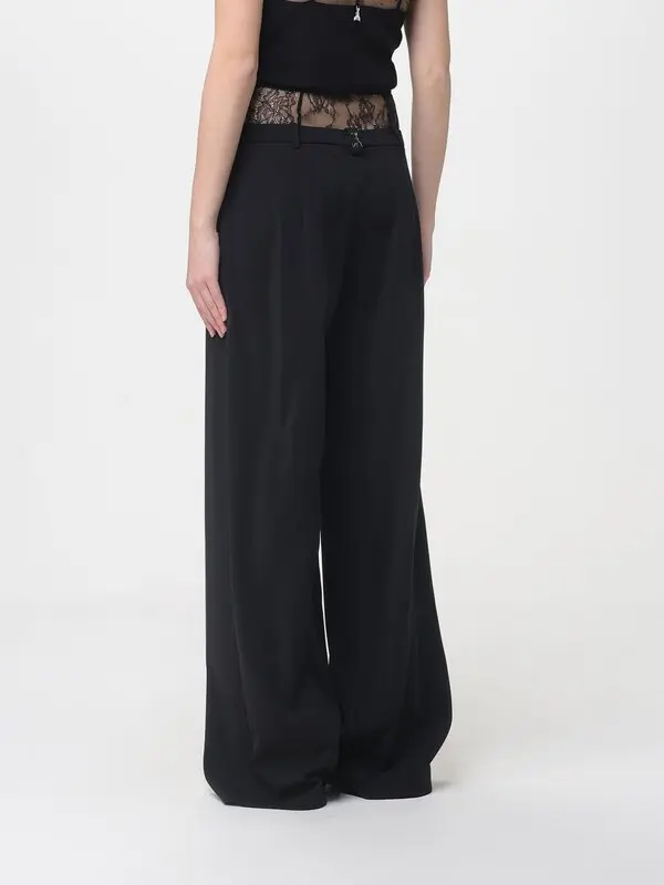 Patrizia Pepe High-waisted Crêpe Wide-leg Trousers With Lace Inserts - Black