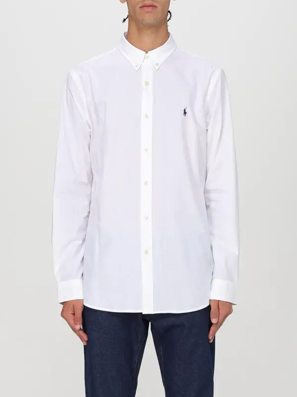 Polo Ralph Lauren Slim Fit Stretch Cotton Poplin Shirt With Button-down Collar - White