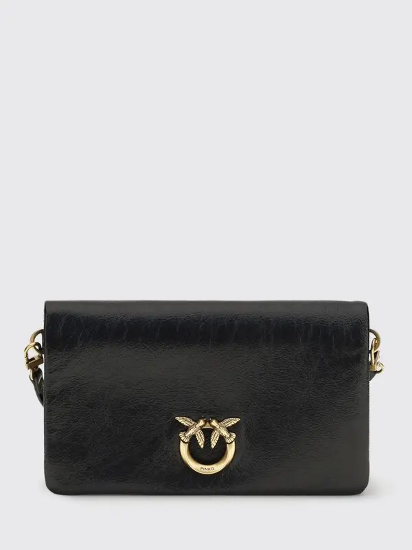 Pinko Love Bag Click Soft Horizontal Ruched Leather Bag