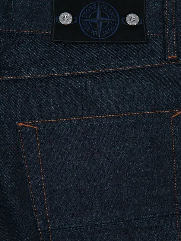 Stone Island Regular Fit Cotton Denim Jeans With Rear Compass Logo