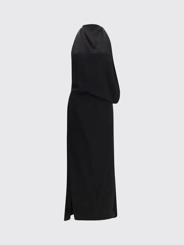 Sportmax Dolmen Long Satin Dress - Black