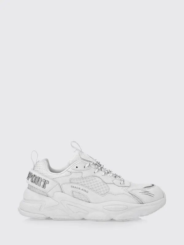 PLEIN SPORT Trackking Leather And Mesh Lace-up Sneakers - White