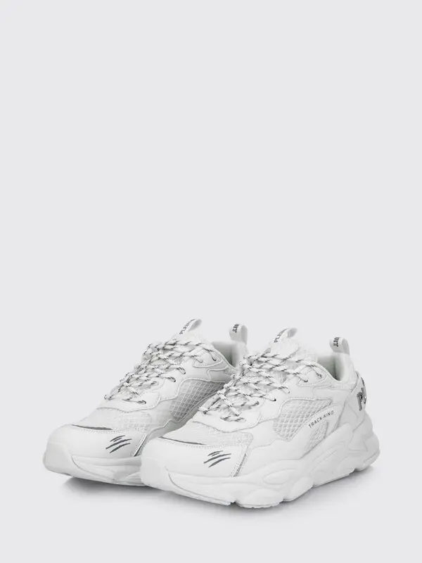 PLEIN SPORT Trackking Leather And Mesh Lace-up Sneakers - White
