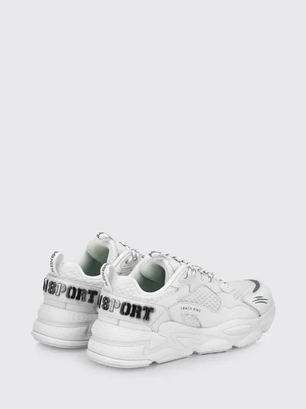 PLEIN SPORT Trackking Leather And Mesh Lace-up Sneakers - White