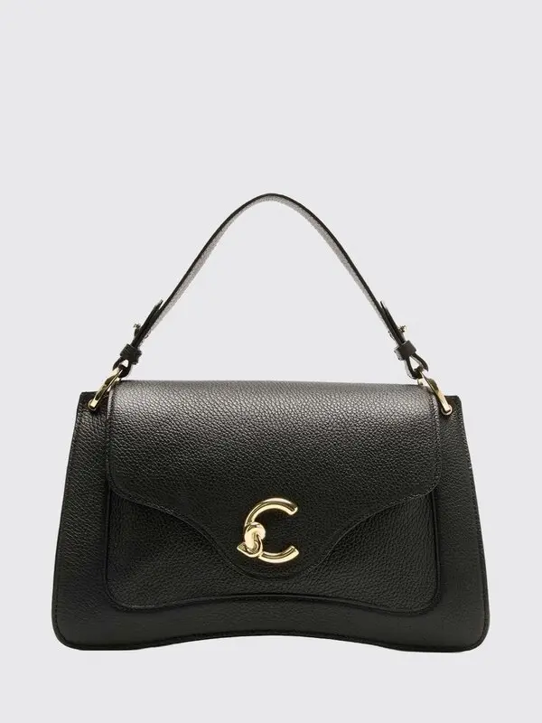 COCCINELLE C-me Grained Leather Bag With Top Handle And Shoulder Strap - Black