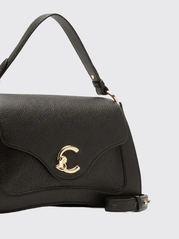 COCCINELLE C-me Grained Leather Bag With Top Handle And Shoulder Strap - Black