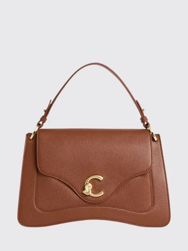 COCCINELLE C-me Grained Leather Bag With Top Handle And Shoulder Strap - Burnt