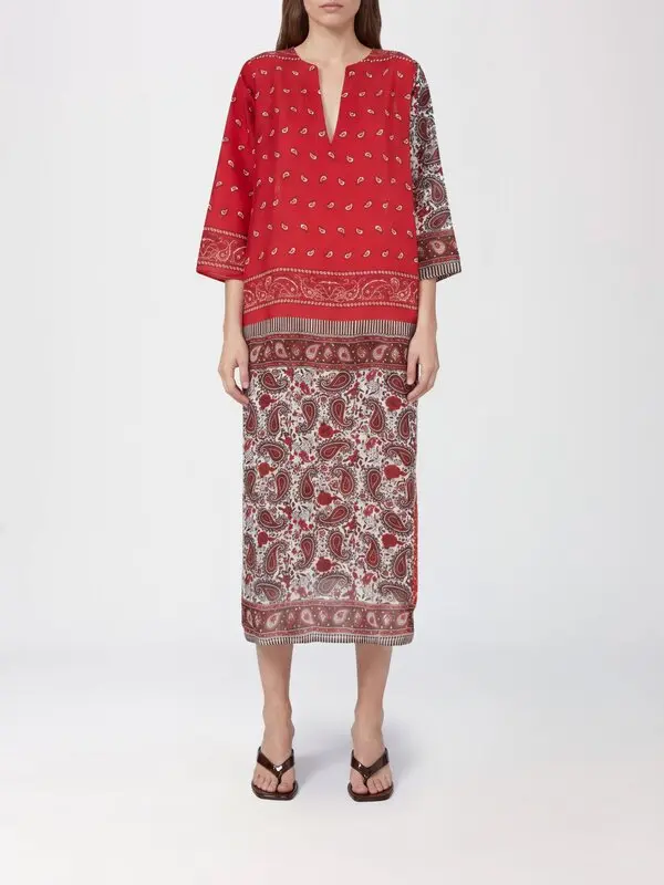PAROSH P.a.r.o.s.h. Paisley Print Silk Midi Tunic