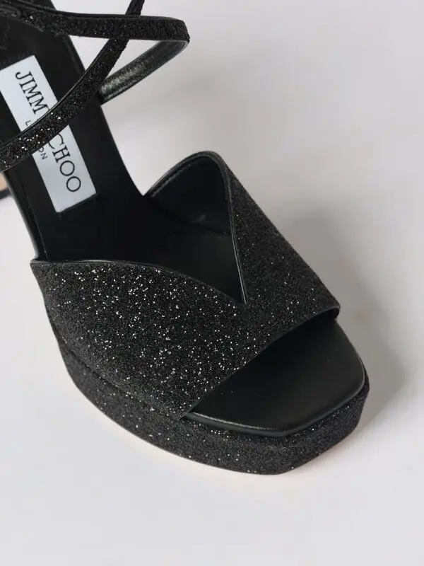JIMMY CHOO Heeled Sandals With Glitter Embellishment - Black