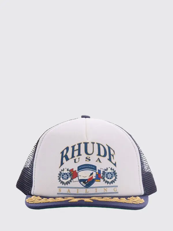 Rhude Cotton And Mesh Nylon Baseball Cap With Printed Logo