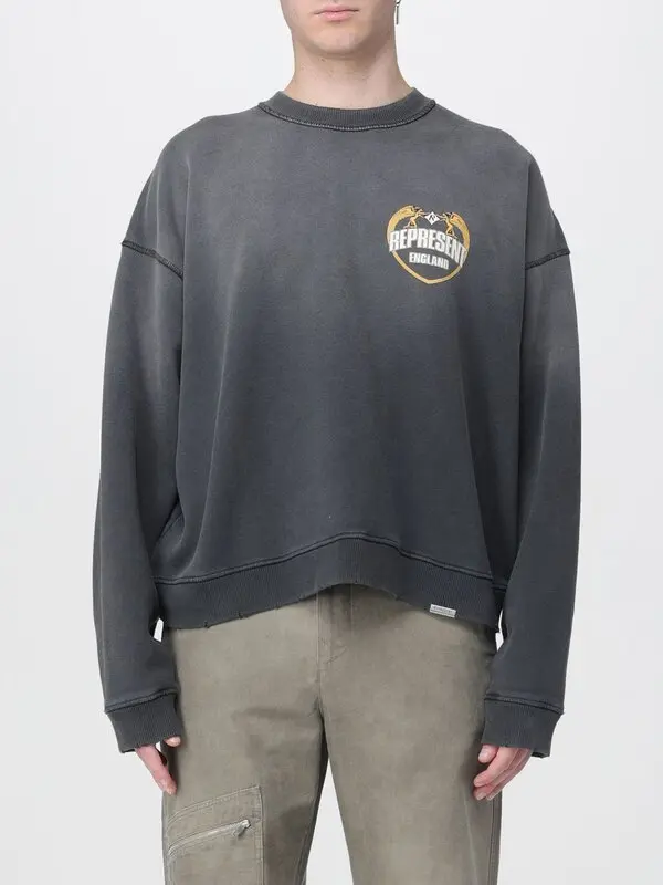 REPRESENT Cotton Crewneck Sweatshirt With Logo - Grey