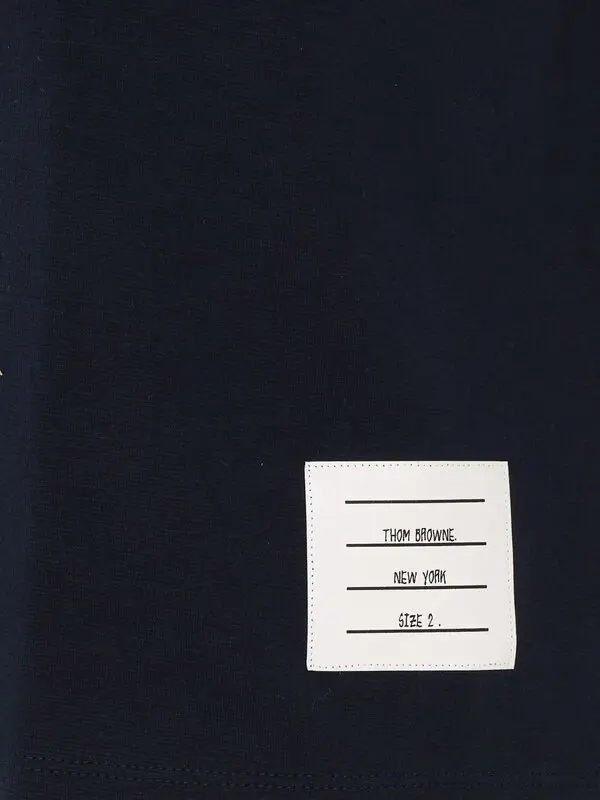 Thom Browne 4-bar Cotton T-shirt With Patch Pocket - Blue
