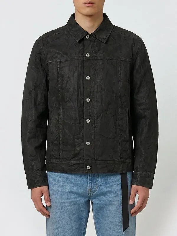 Rick Owens Coated Cotton Denim Jacket - Black