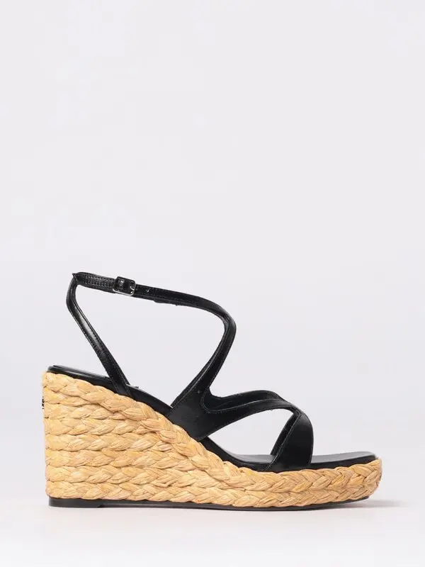 JIMMY CHOO Ayla Leather Wedge Sandals - Black