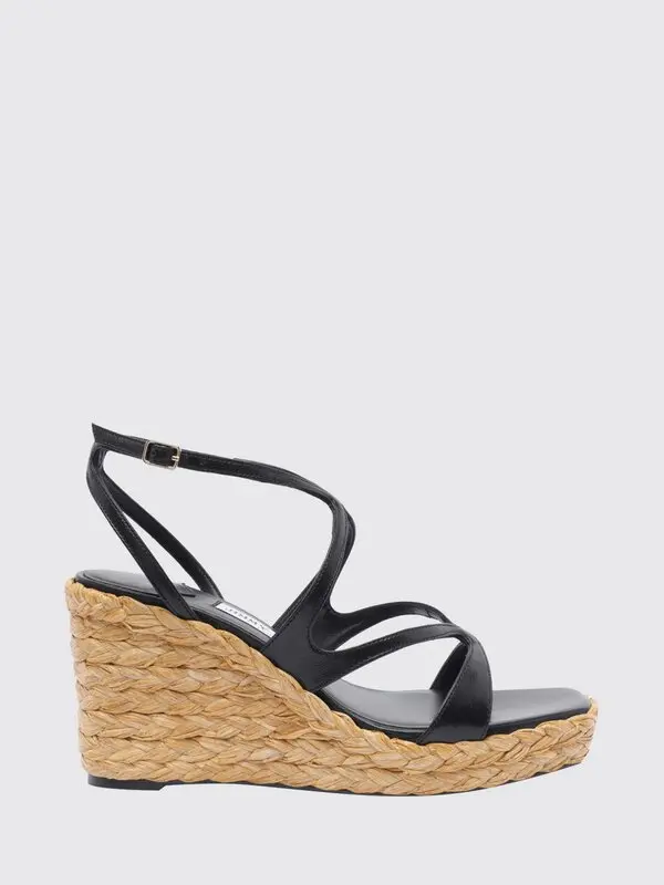 JIMMY CHOO Ayla Leather Wedge Sandals - Black