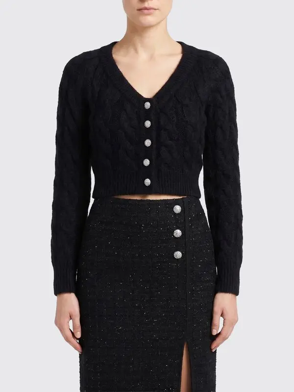Alessandra Rich Cropped Mohair Wool Cardigan
