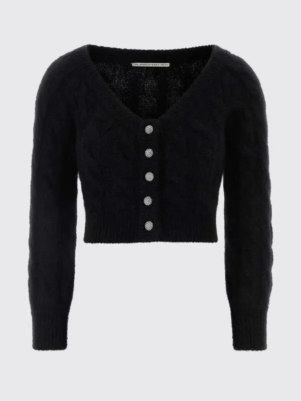 Alessandra Rich Cropped Mohair Wool Cardigan