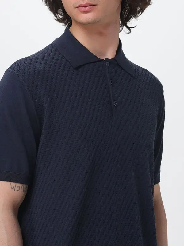 Canali Cotton Blend Knit Polo Shirt - Blue