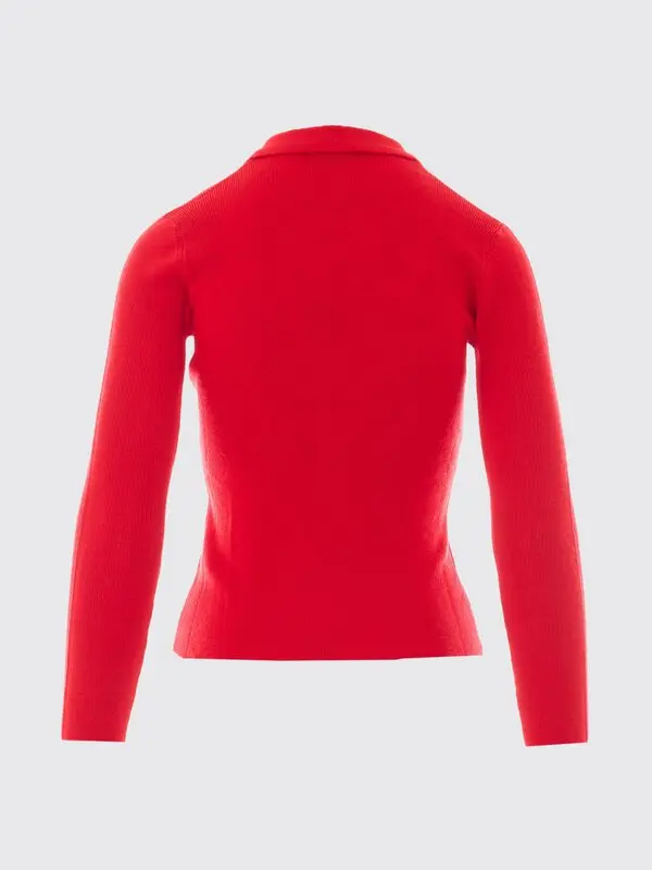 GANNI Butterfly Logo Ribbed-knit Wool Polo