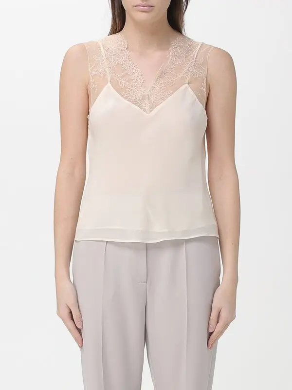 Patrizia Pepe Sleeveless Viscose Top With Lace - Ivory