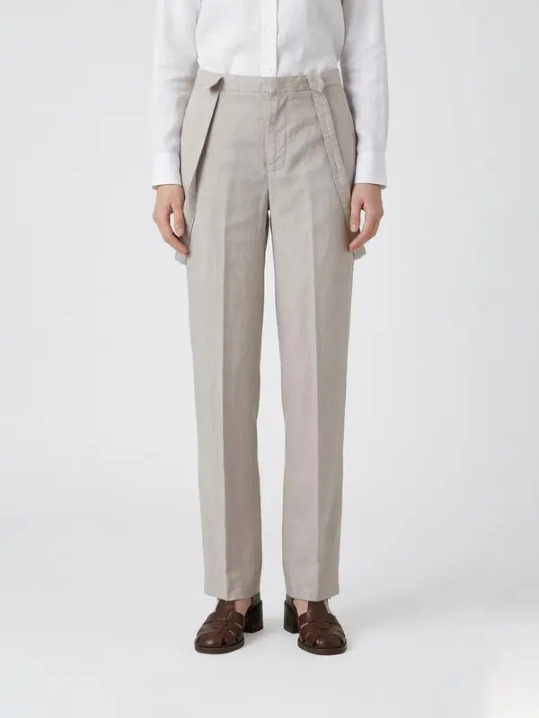 DONDUP Slim Fit Linen Blend Trousers With Braces