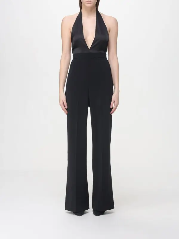 Patrizia Pepe Halter Neck Stretch Crêpe Jumpsuit - Black