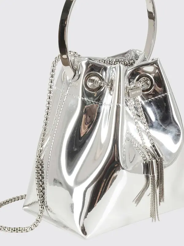 JIMMY CHOO Metallic Drawstring Mini Bag - Silver