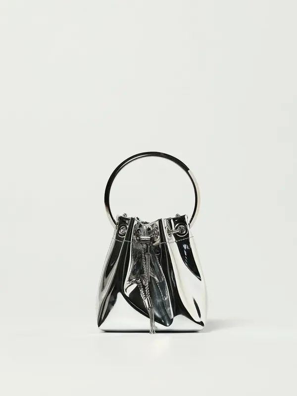 JIMMY CHOO Metallic Drawstring Mini Bag - Silver