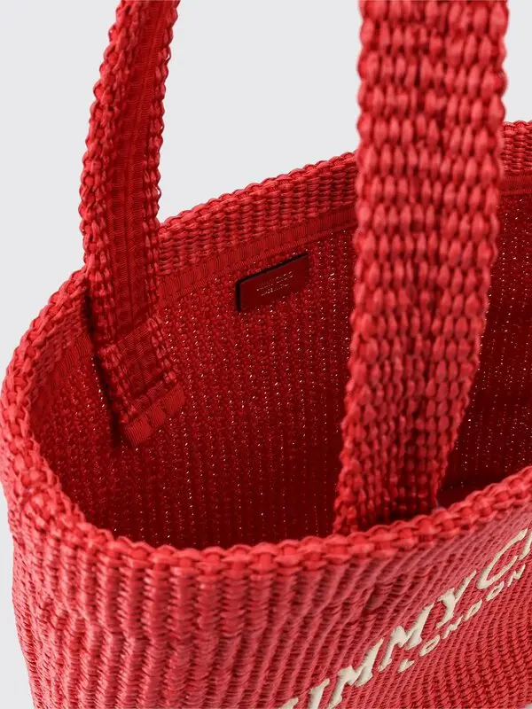 JIMMY CHOO East-west Raffia Beach Tote With Embroidered Logo - Ruby
