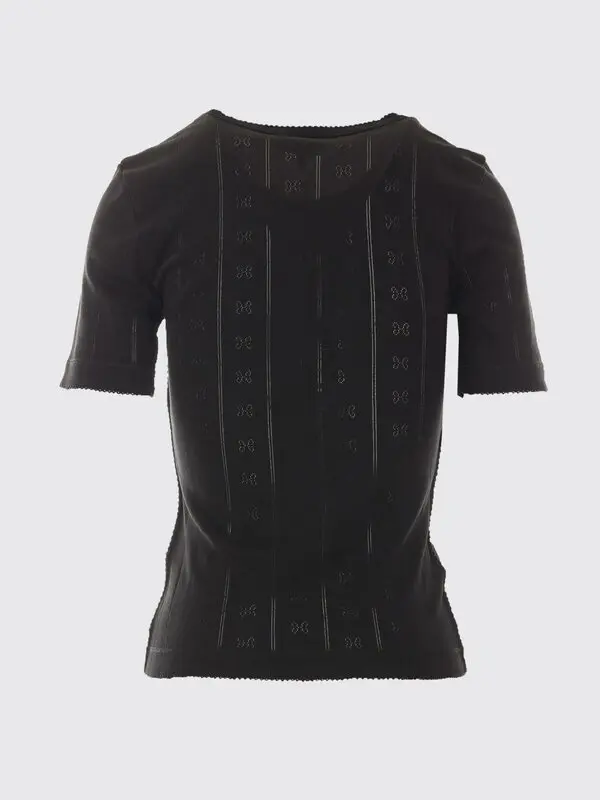GANNI Organic Cotton Short-sleeved Knit Top - Black