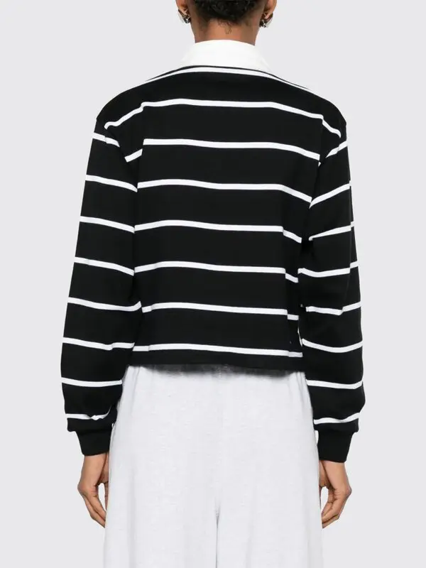 Amiri Striped Long Sleeve Cotton Polo Shirt - Black